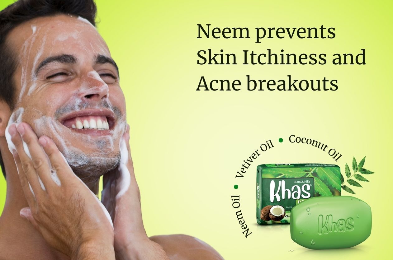 Buy Boroline's Khas Neem Soap with Neem, Vetiver & Coconut oil.